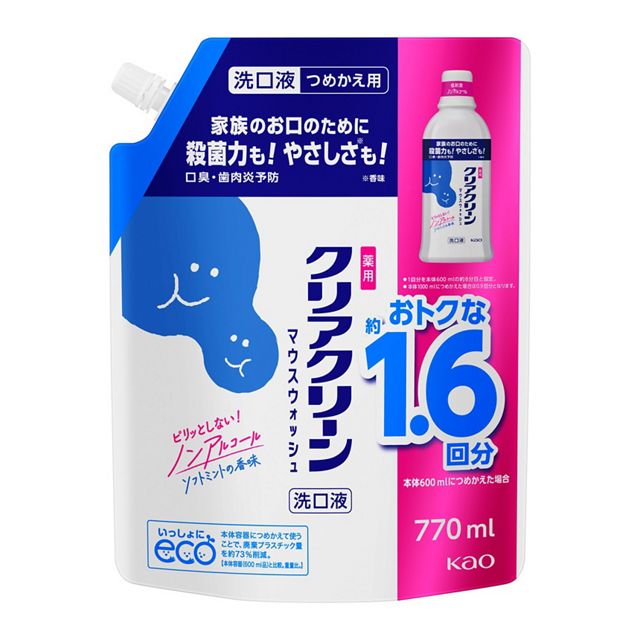 Kao Corporation|Product Information|クリアクリーンマウスウォッシュ ソフトミントの香味 つめかえ用 770ml