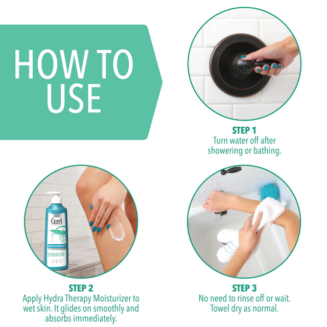 Hydra Therapy Fragrance Free Curel Wet Skin Moisturizer for Dry and Extra Dry Skin
